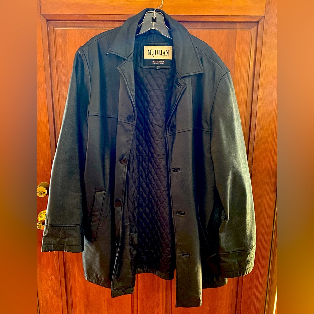 M. Julian Wilson Leather Black Button Front Men’s Lea… - Gem